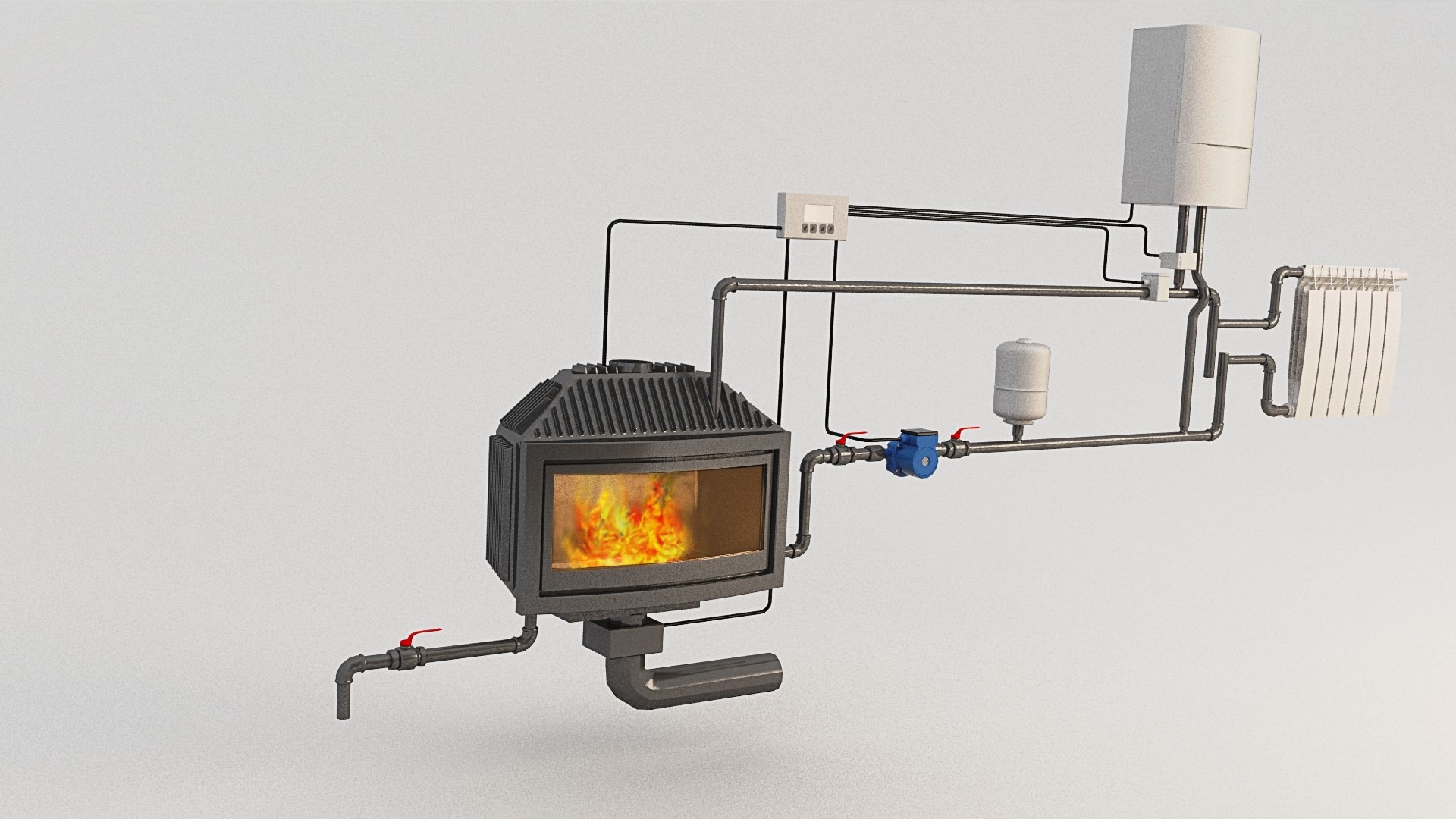Infographic central heating fireplace 3D model - TurboSquid 1529494