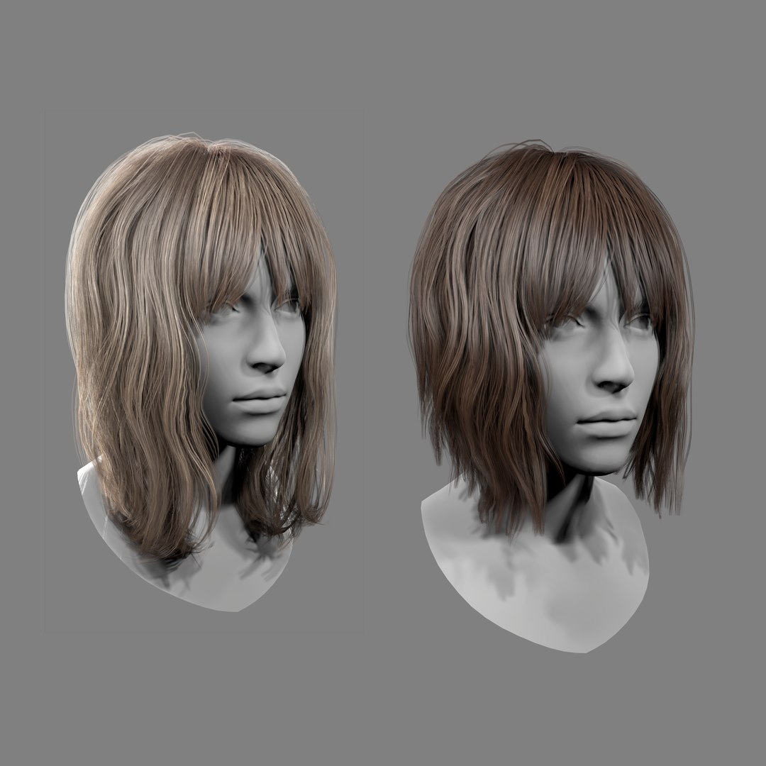 3D realtime medium length hairstyle model - TurboSquid 1529515