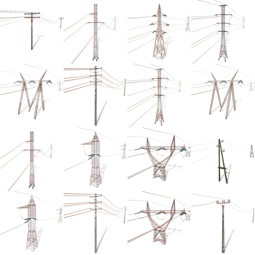 Pack electricity poles 3D - TurboSquid 1530224