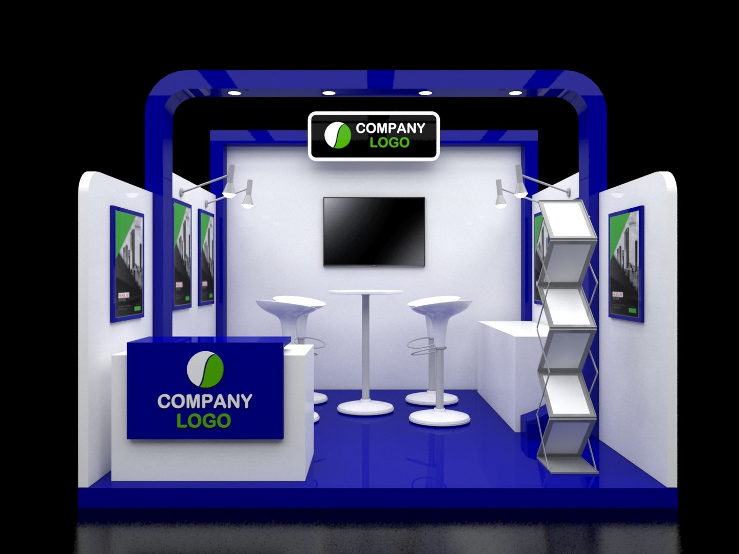 Booth 3x3 blue 3D model - TurboSquid 1530621