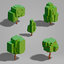 3D set trees blocky model - TurboSquid 1530860