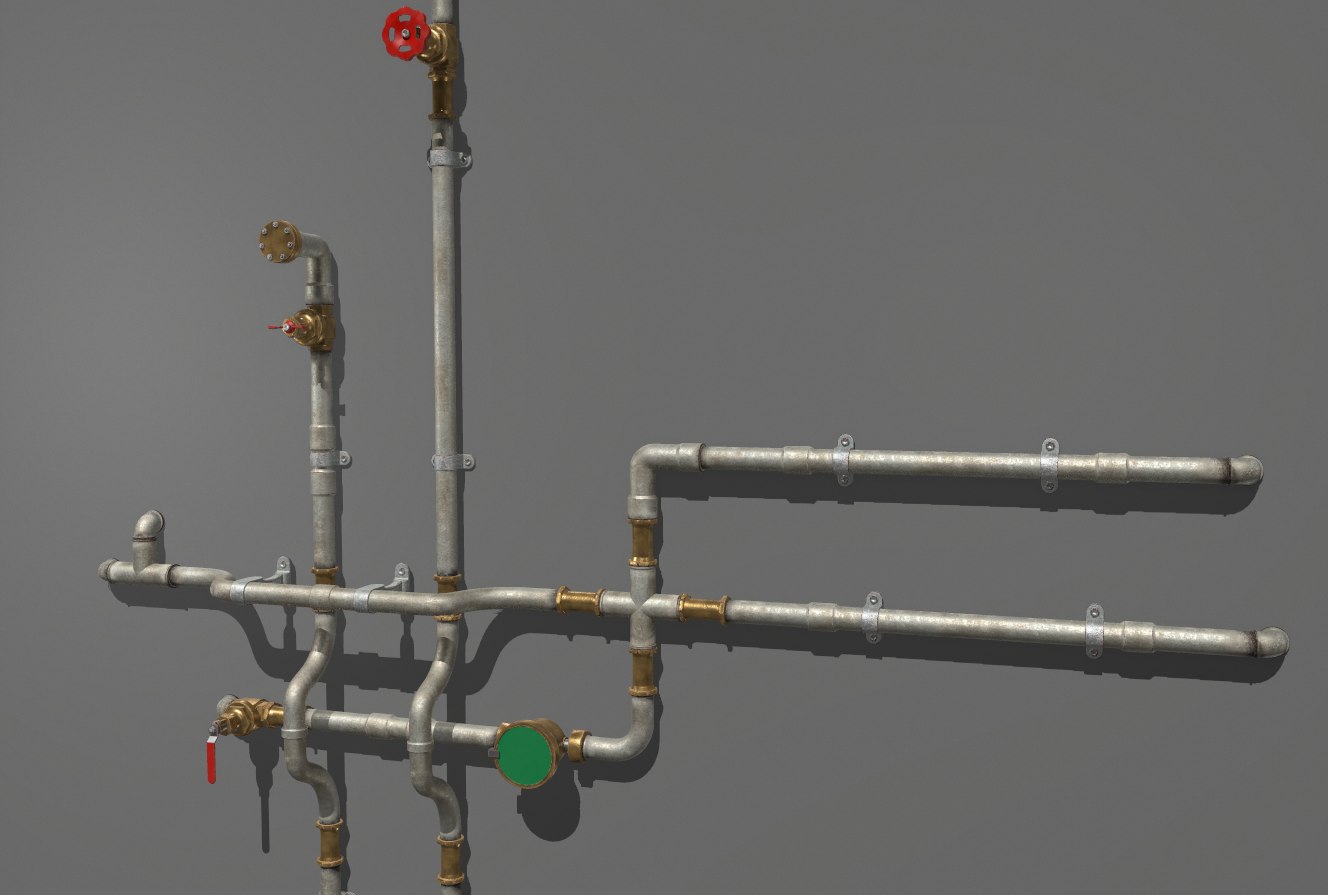 3D model water pipes metalness - TurboSquid 1532174