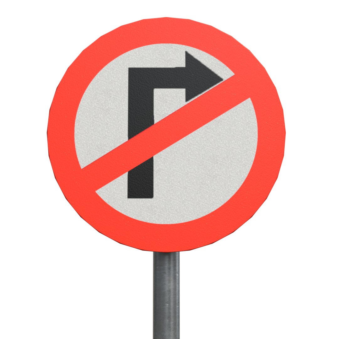 3D model right turn roadsign - TurboSquid 1532466