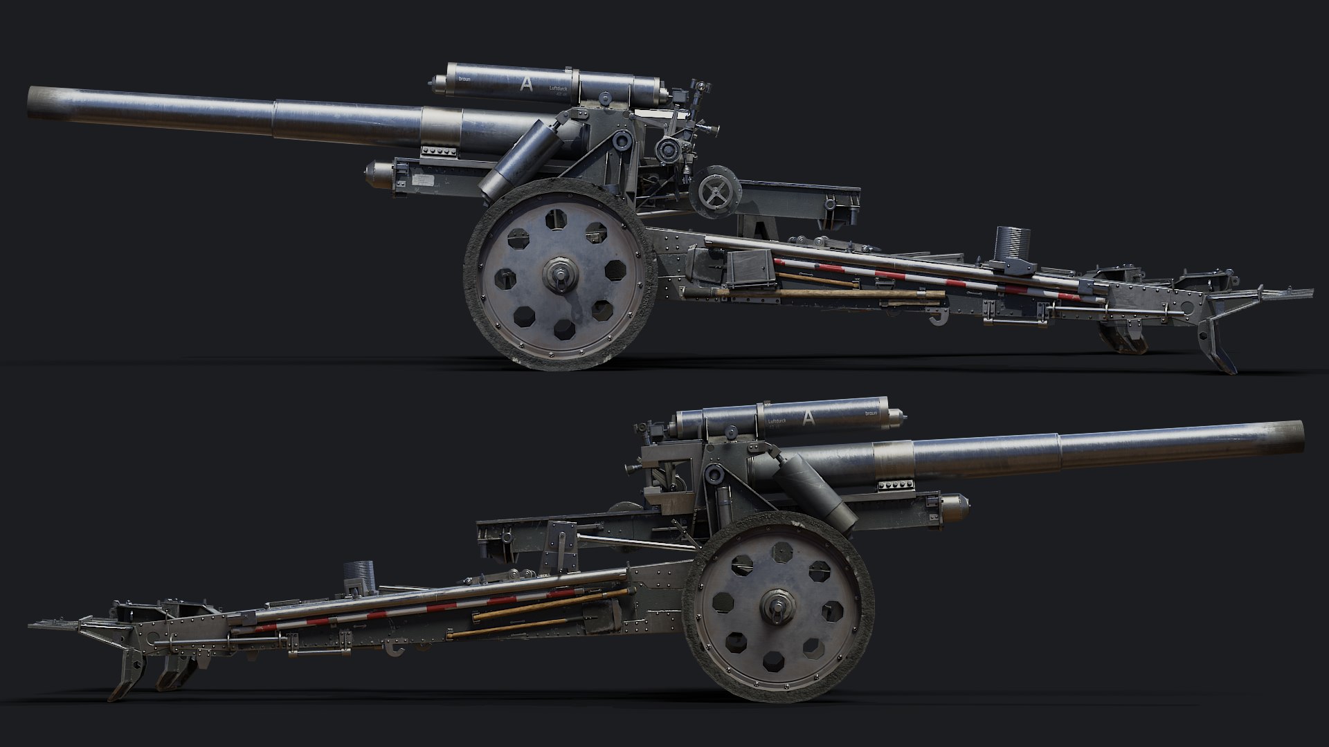 15cm sfh18 howitzer gameready 3D model - TurboSquid 1532938