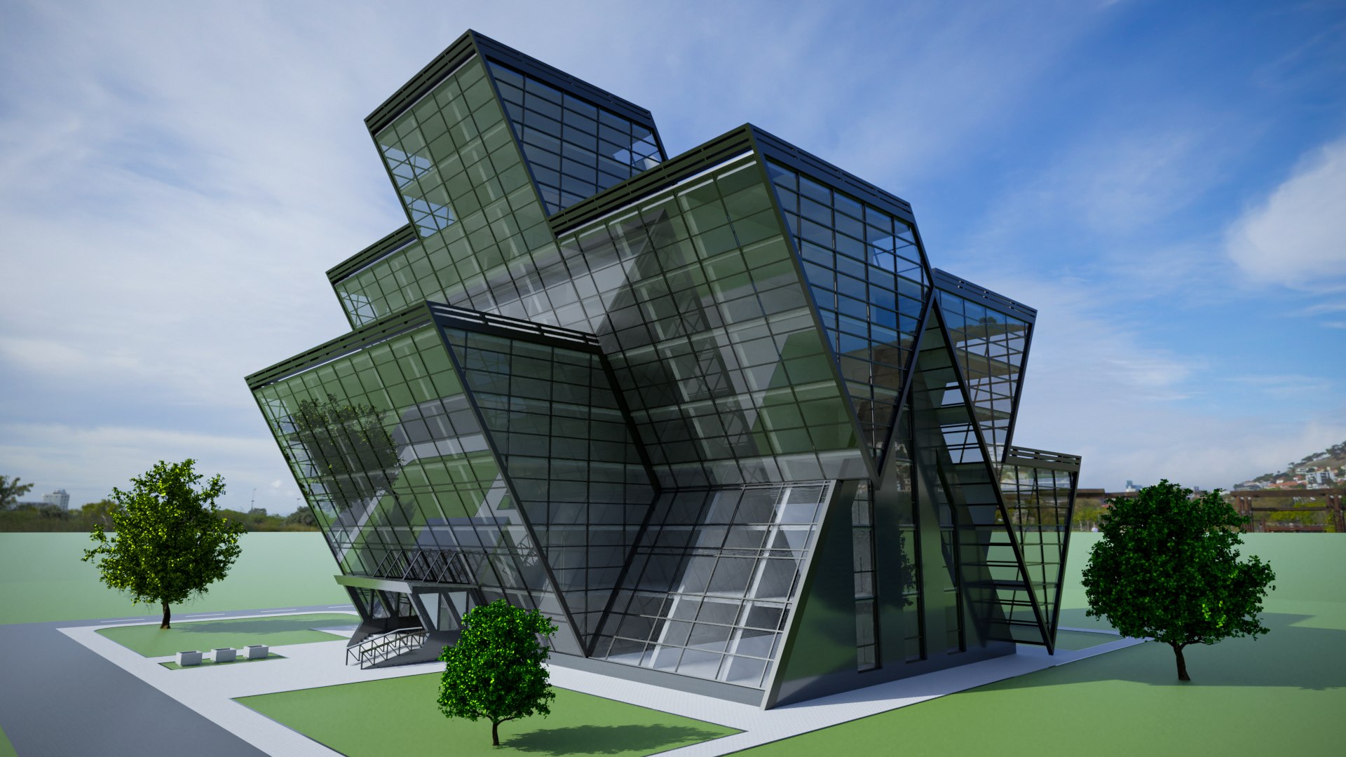 3D model office building structural architecture glass - TurboSquid 1536175