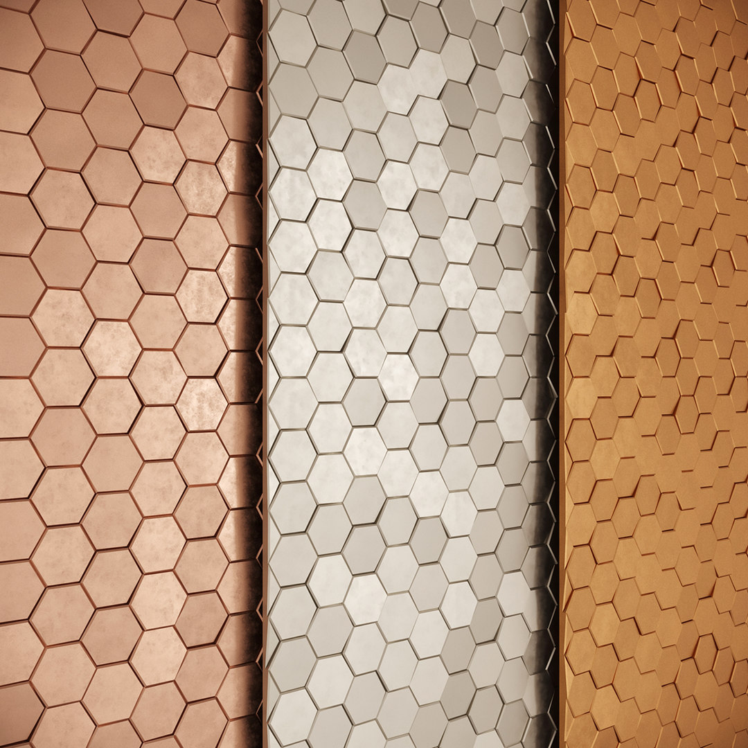3D hexagon tiles gold copper - TurboSquid 1536176