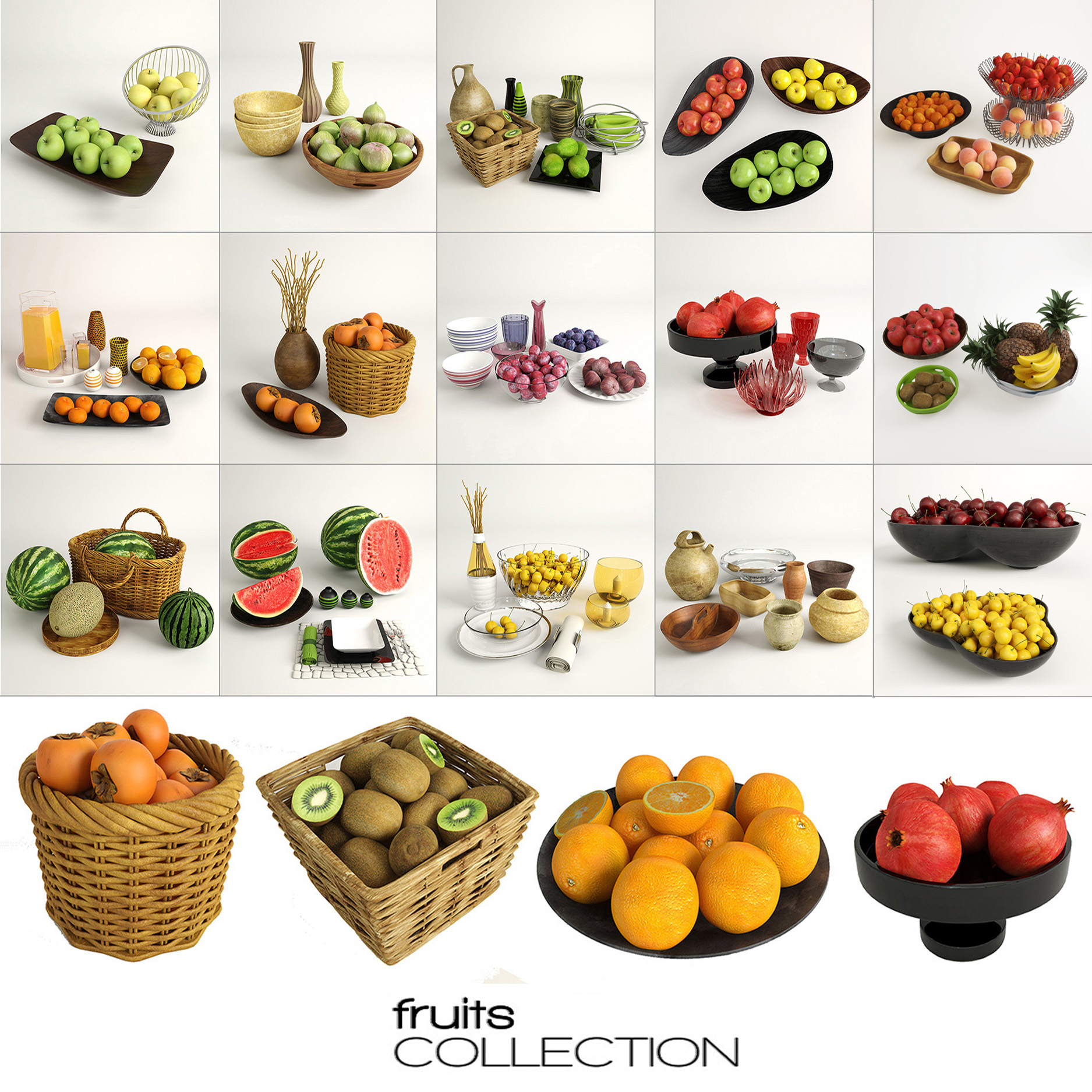 kiwis fruits 3d model