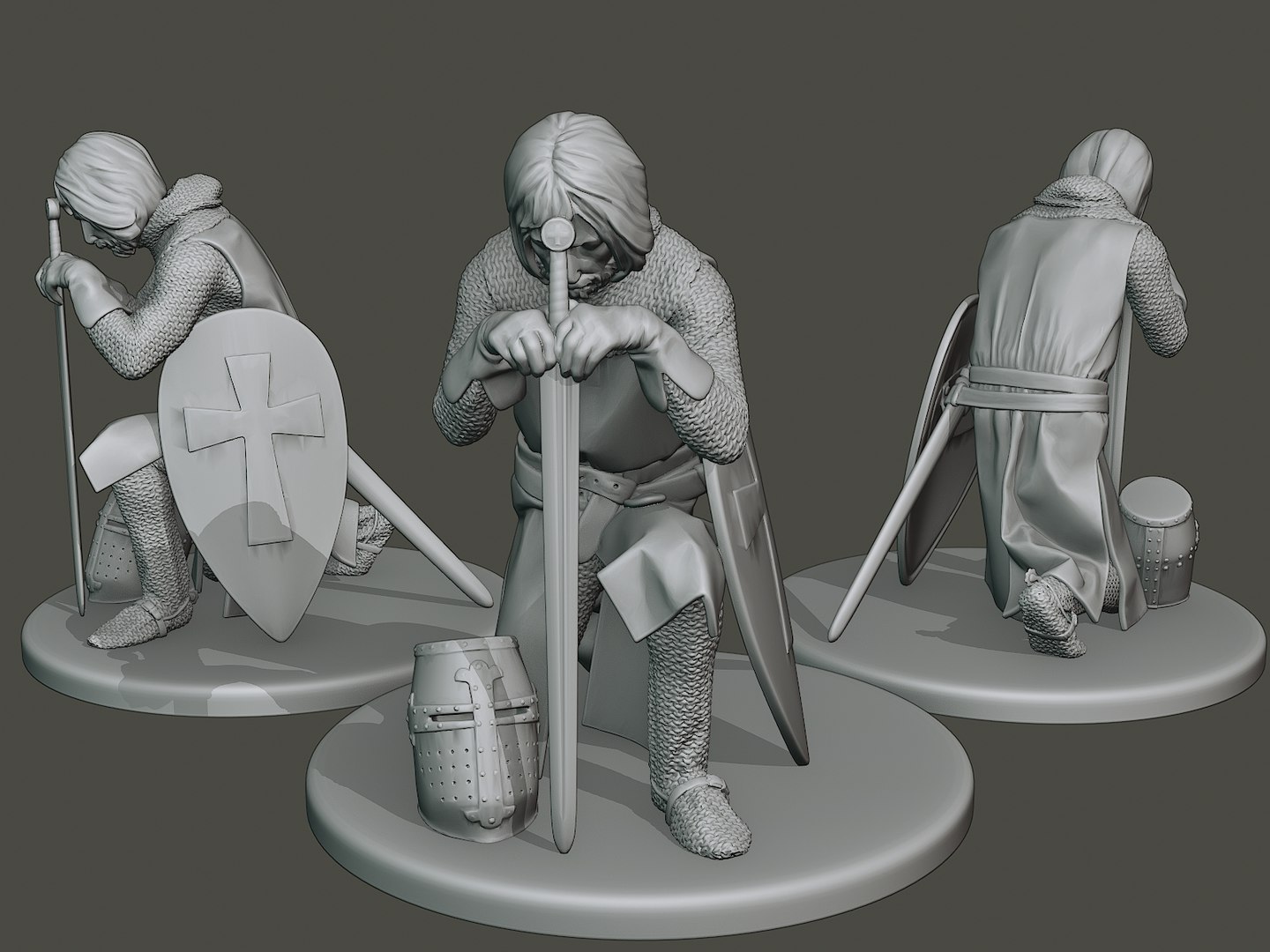 3D knight templar praying t1 - TurboSquid 1537706