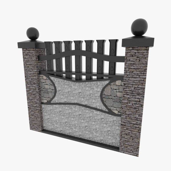 Stone fence wall 3D model - TurboSquid 1537903