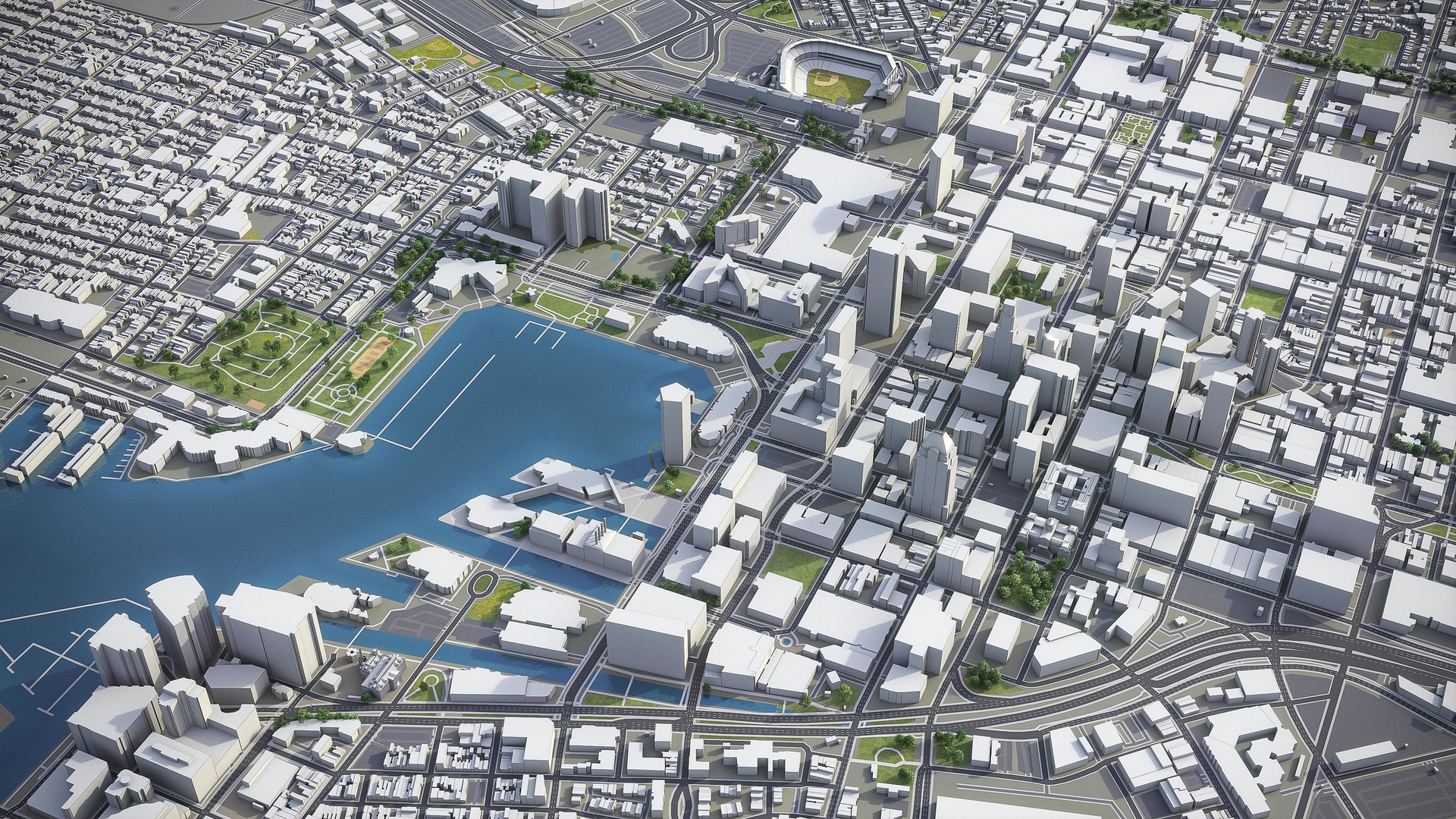 3D city baltimore surrounding area model - TurboSquid 1403410