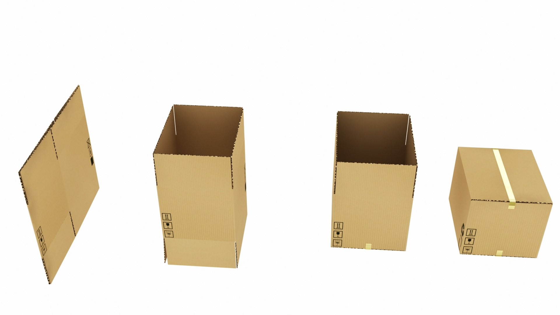 3D cardboard packing steps - TurboSquid 1538831