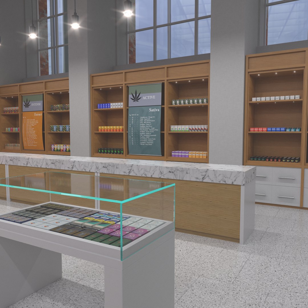 3D cannabis dispensary - TurboSquid 1539617