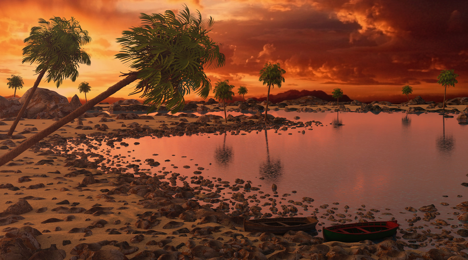 3D beach sunset model - TurboSquid 1539410