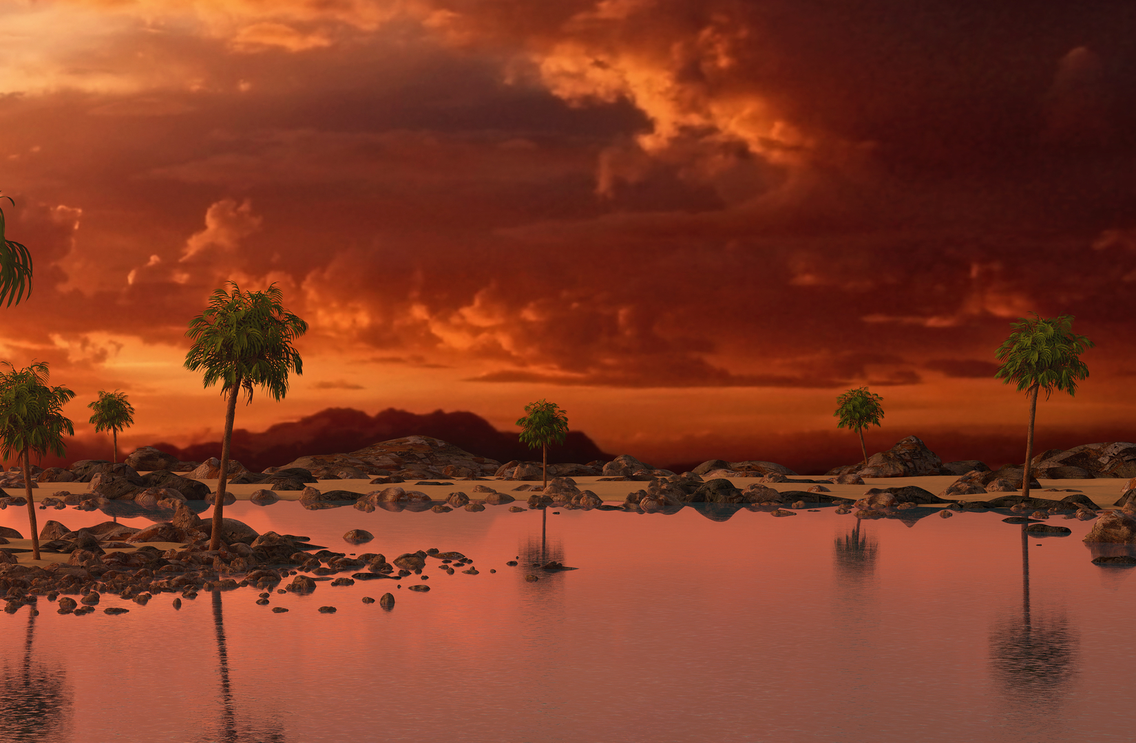 3D beach sunset model - TurboSquid 1539410