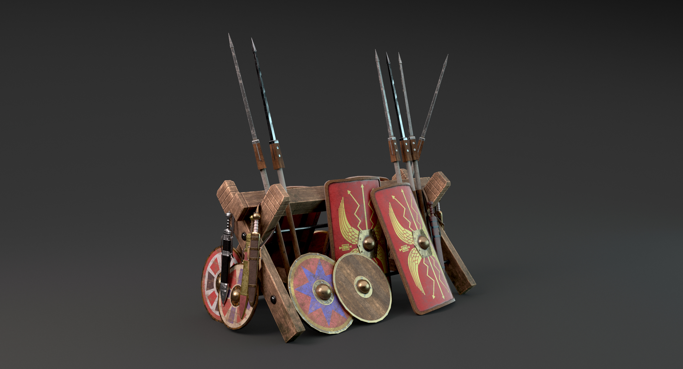 Roman legion weapon rack 3D - TurboSquid 1539665