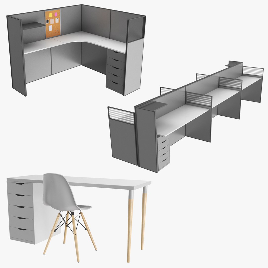3D real office cubicles - TurboSquid 1540608