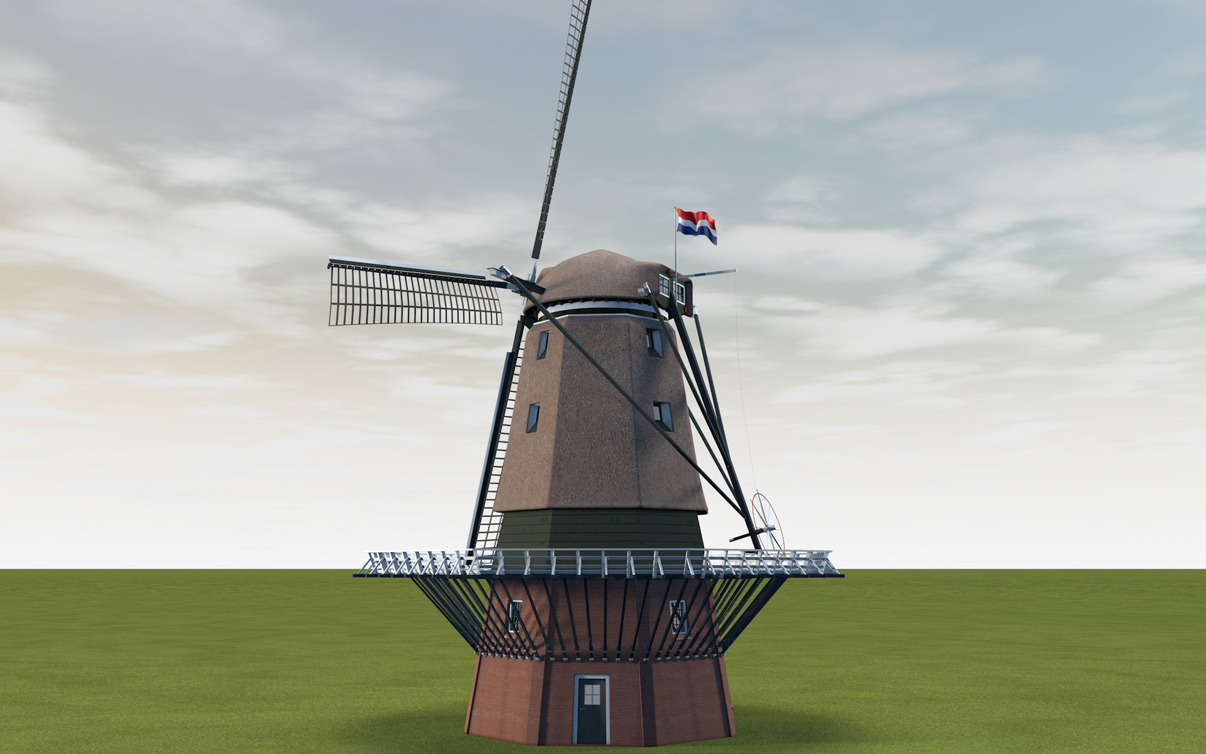 3D model realistic dutch windmill build - TurboSquid 1541284