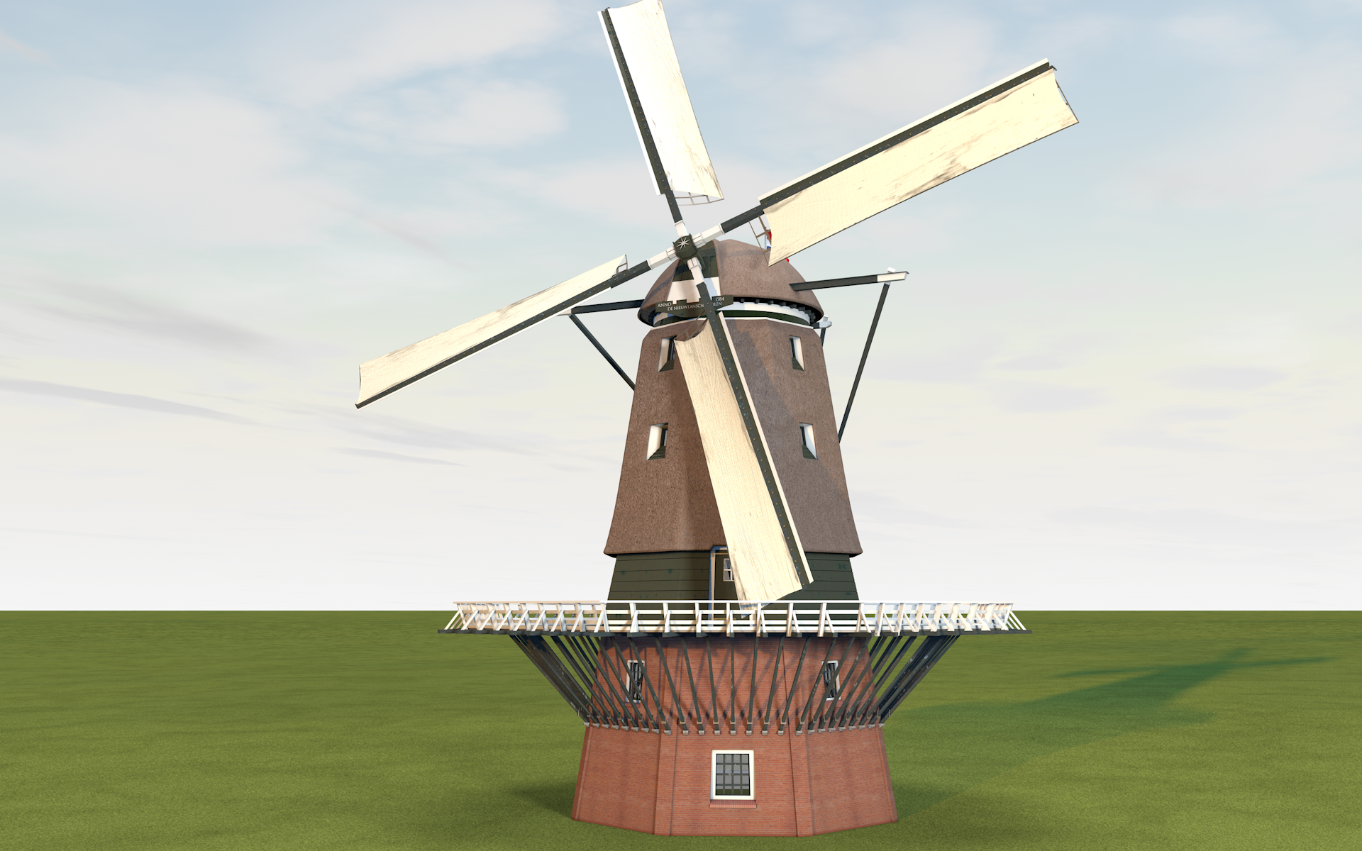 3D model realistic dutch windmill build - TurboSquid 1541284