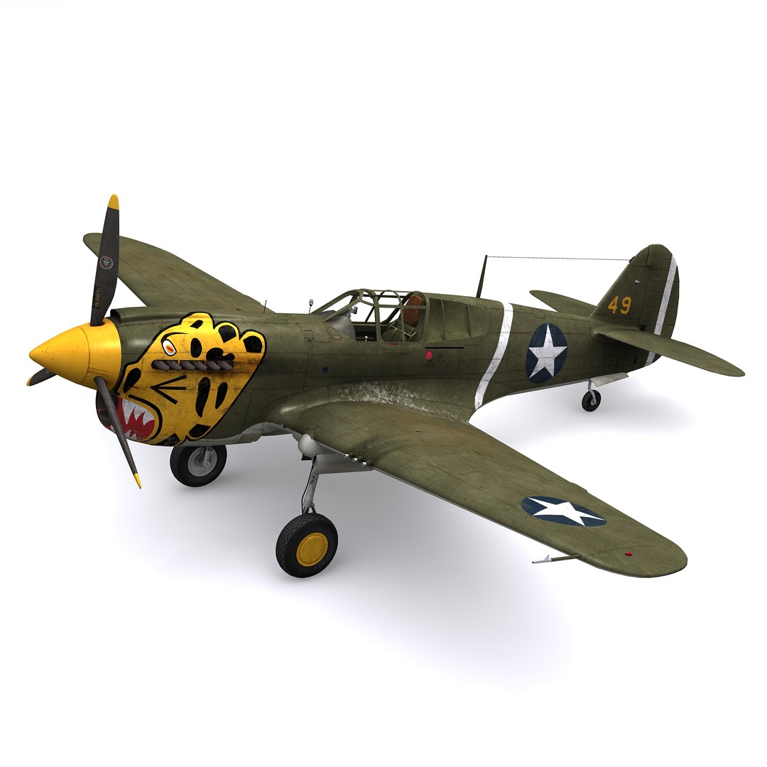Curtiss warhawk p-40e 1942 3D model - TurboSquid 1542136