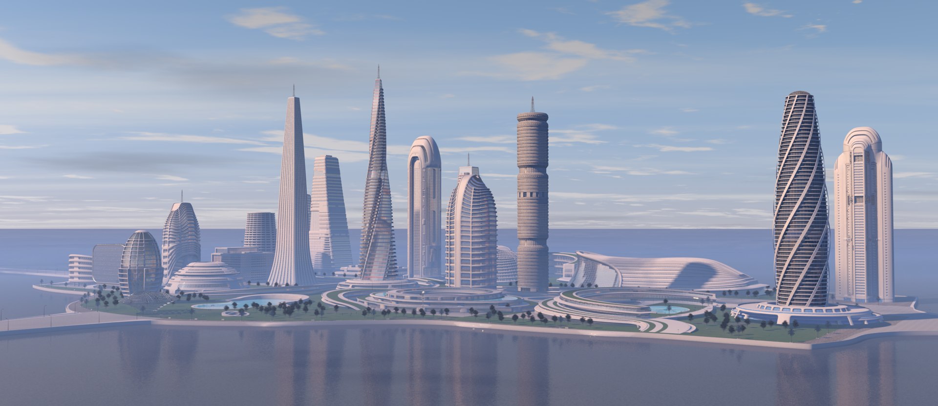 Center futuristic city 3D model - TurboSquid 1542990