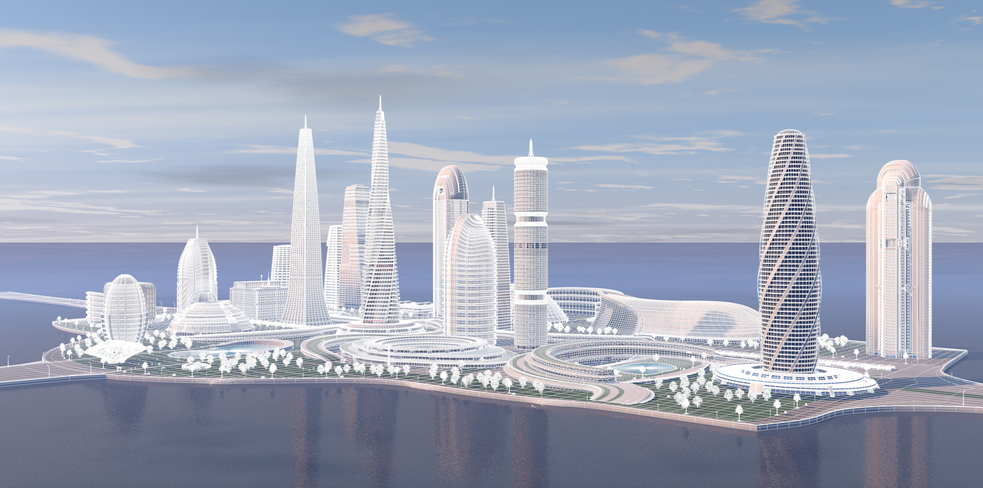 Center futuristic city 3D model - TurboSquid 1542990