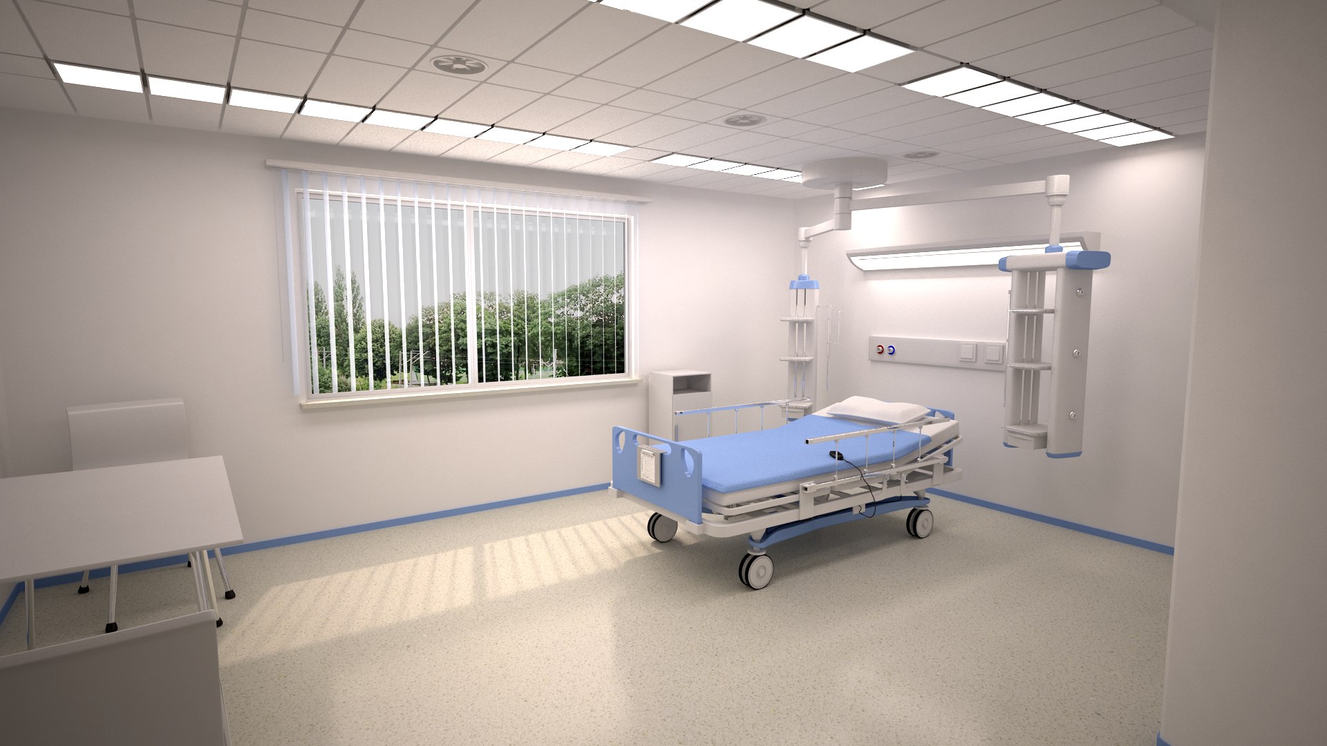 Single bed isolation ward 3D model - TurboSquid 1543267