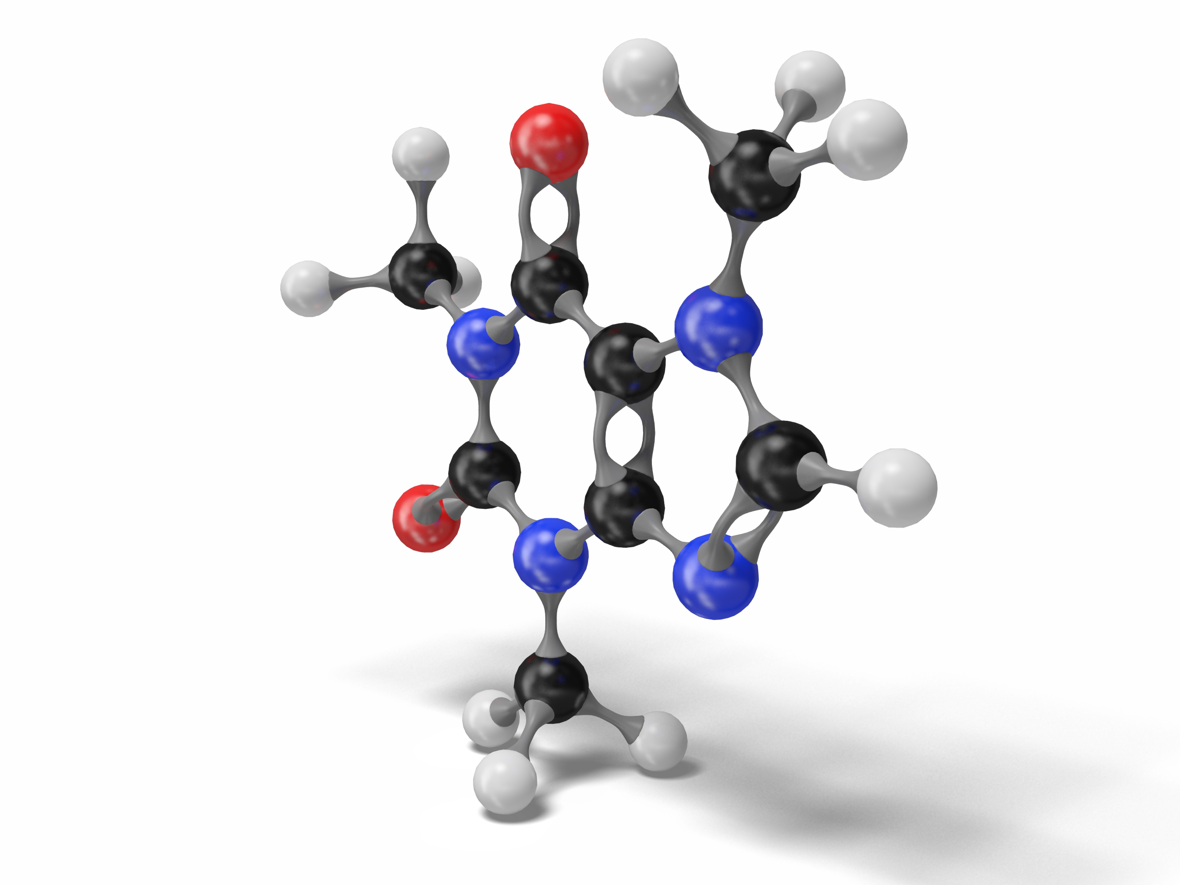 Caffeine molecule c8h10n4o2 modeled 3D model - TurboSquid 1544373