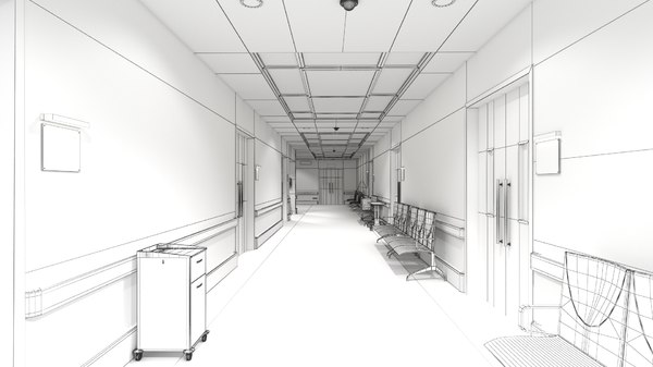 3D model hospital hallway - TurboSquid 1179075