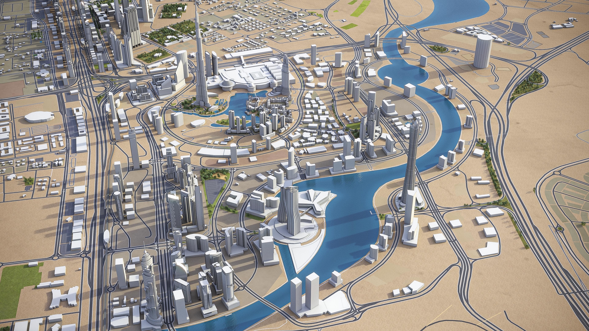Dubai business bay area 3D model - TurboSquid 1545144