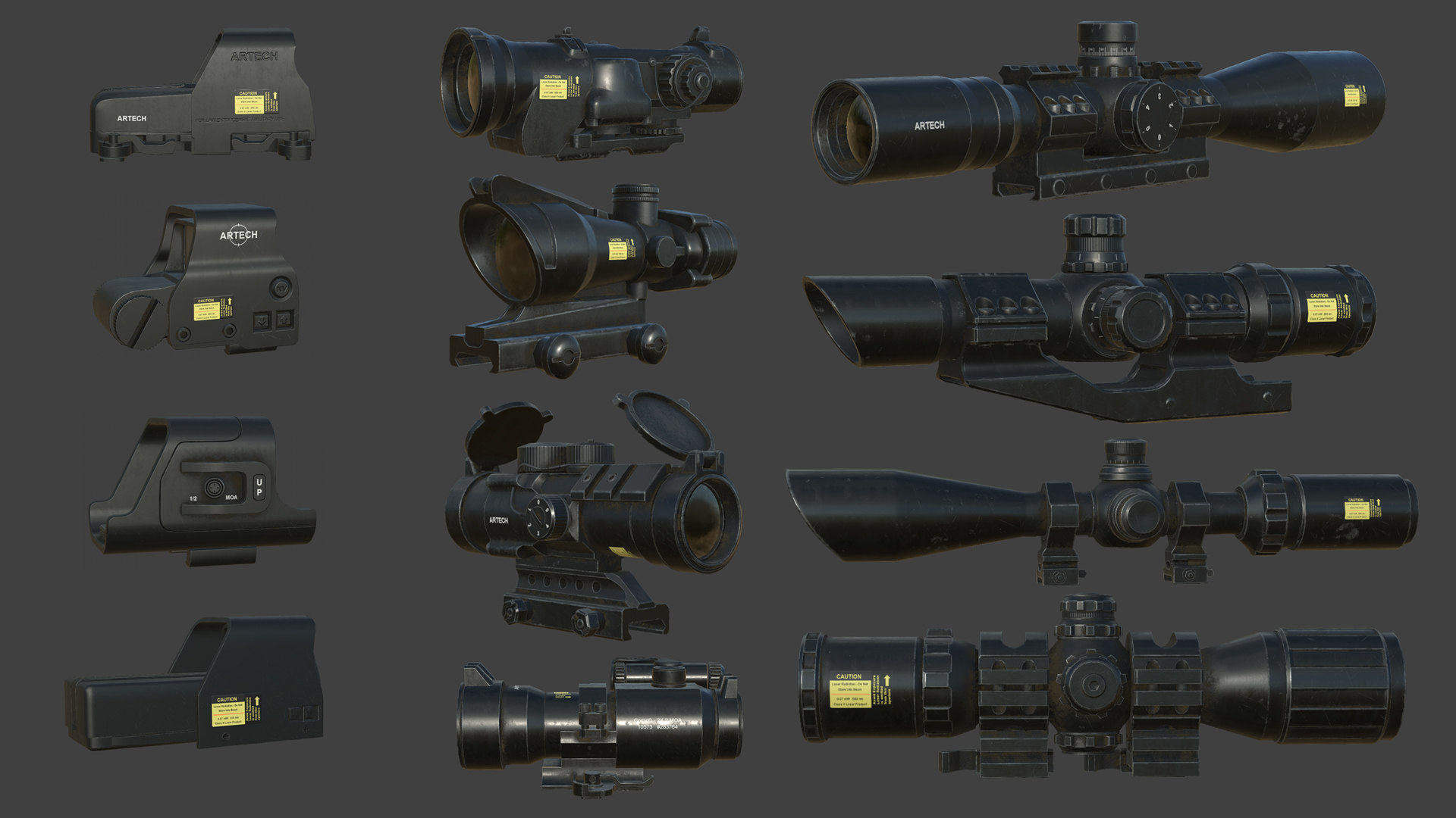 3D weapon scope pack - TurboSquid 1538454