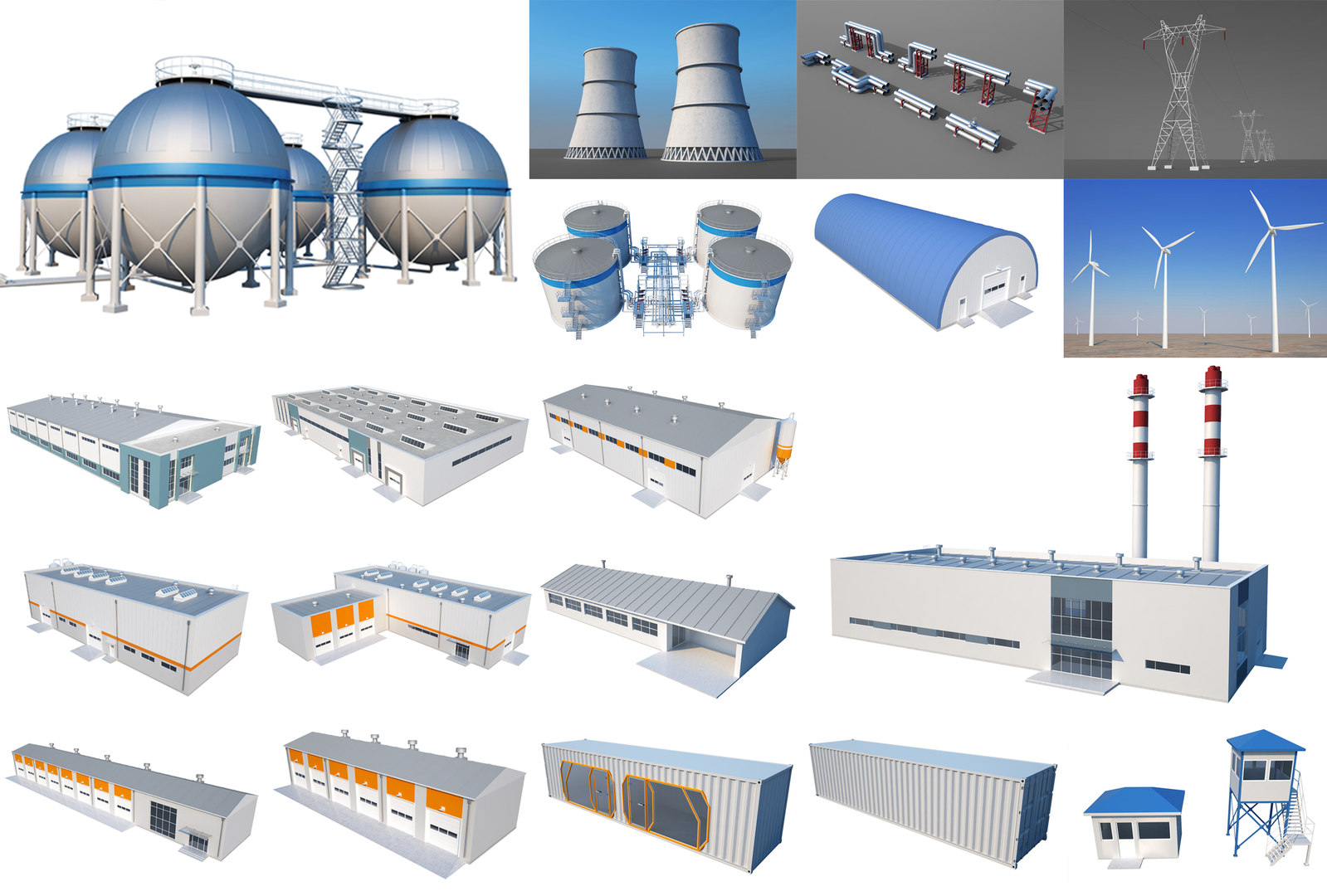 Industrial Buildings Set 3D-Modell - TurboSquid 1545572