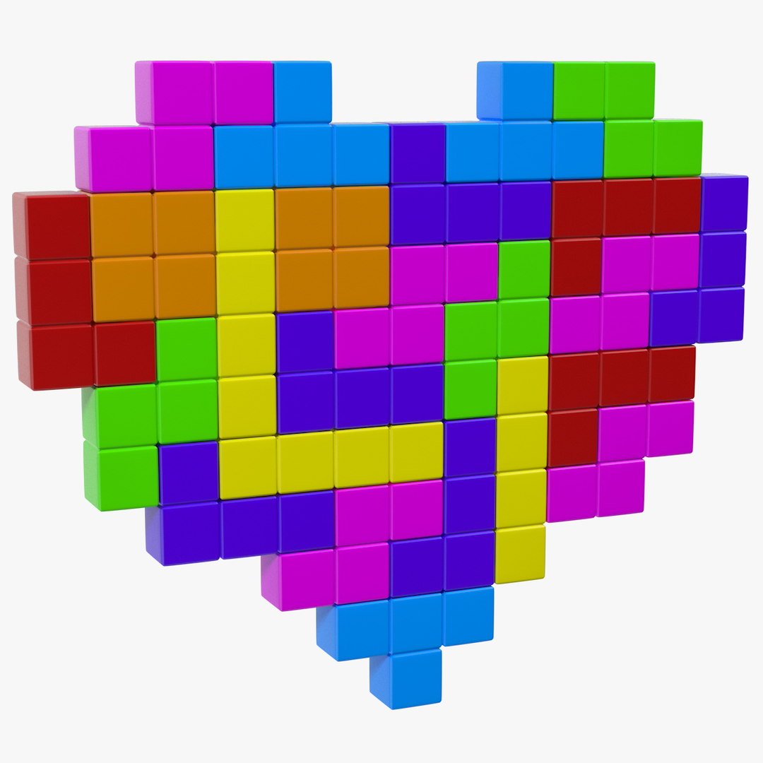 3D tetris blocks heart - TurboSquid 1545751