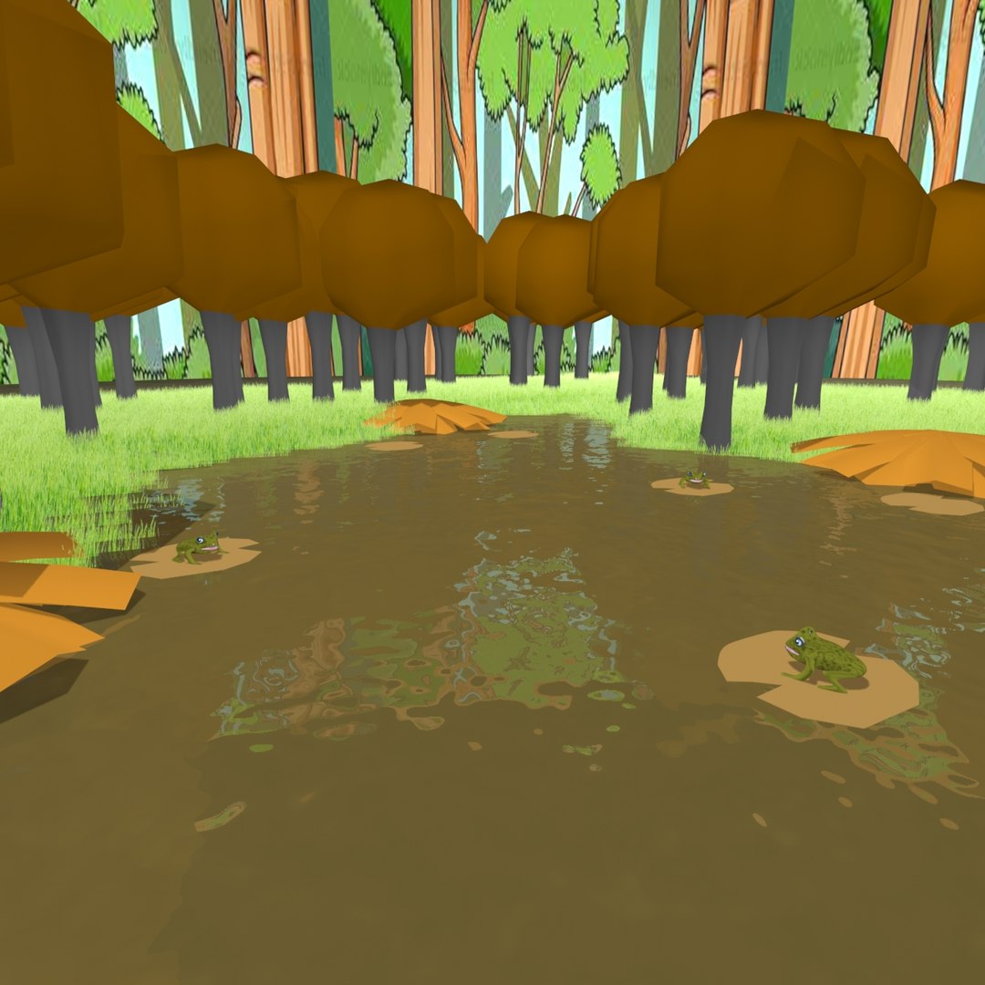 Cartoon pond scene model - TurboSquid 1547162