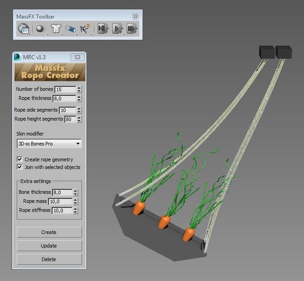 Plug ins Massfx rope simulation