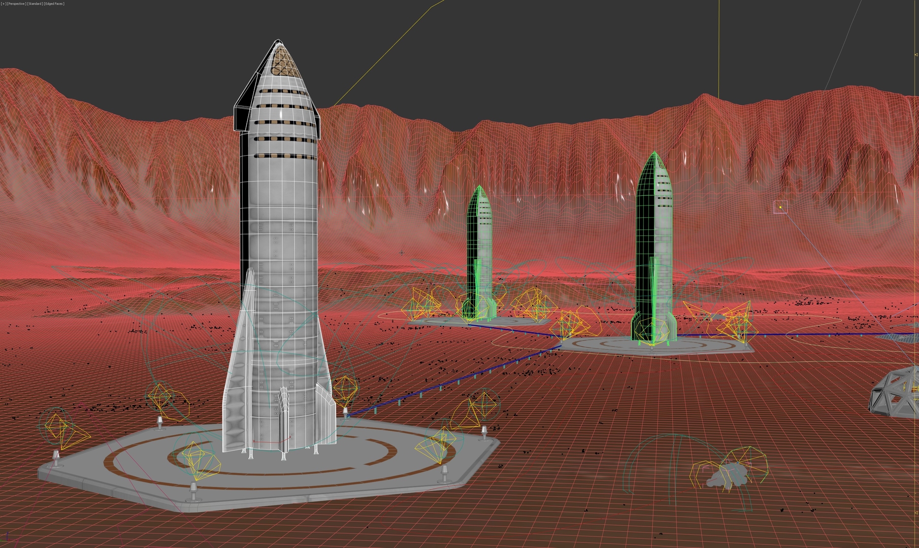 Scene martian base crater 3D - TurboSquid 1547961