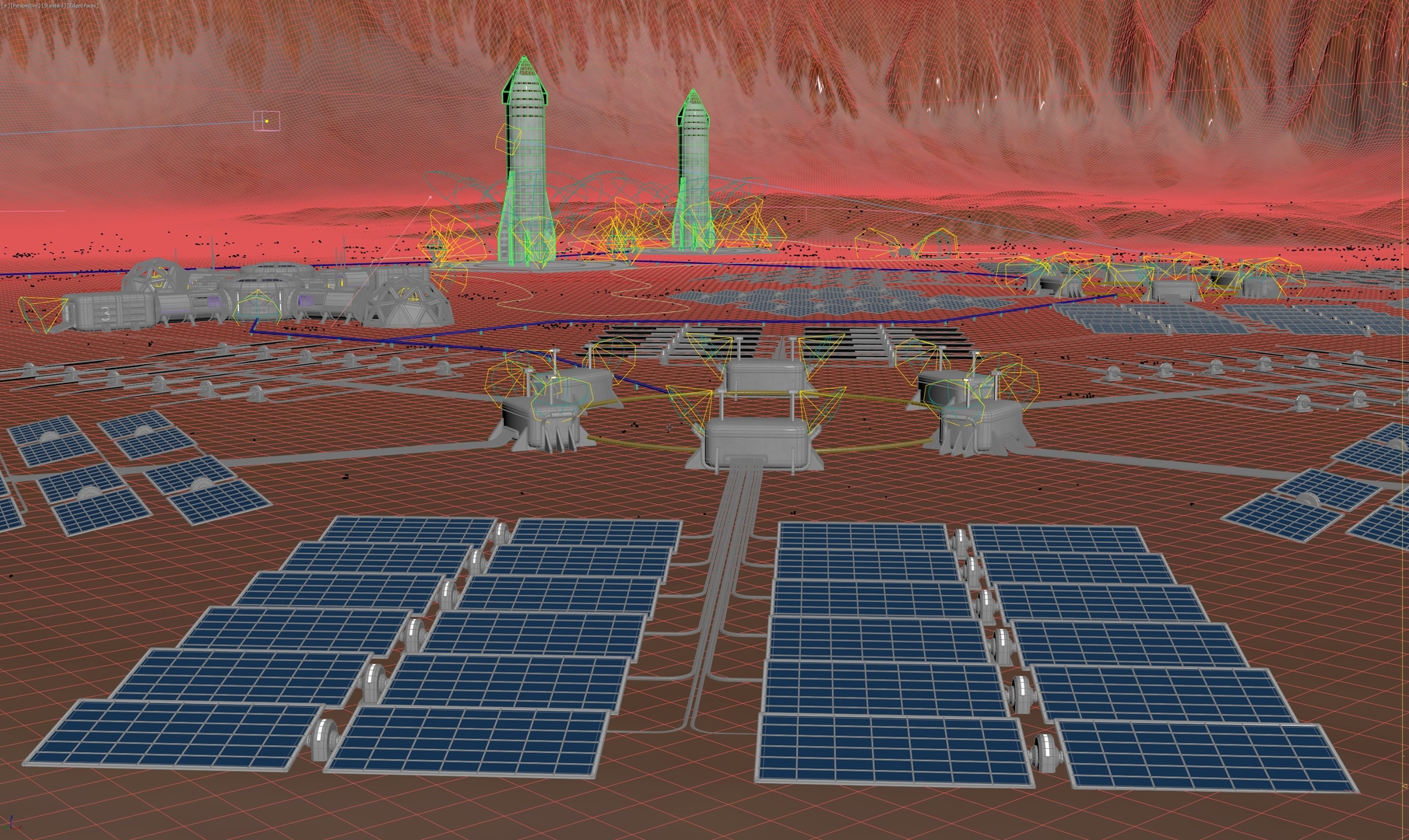 Scene martian base crater 3D - TurboSquid 1547961