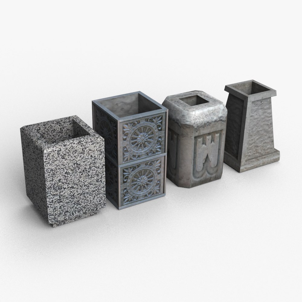 Low-poly trash bins 3D - TurboSquid 1548443