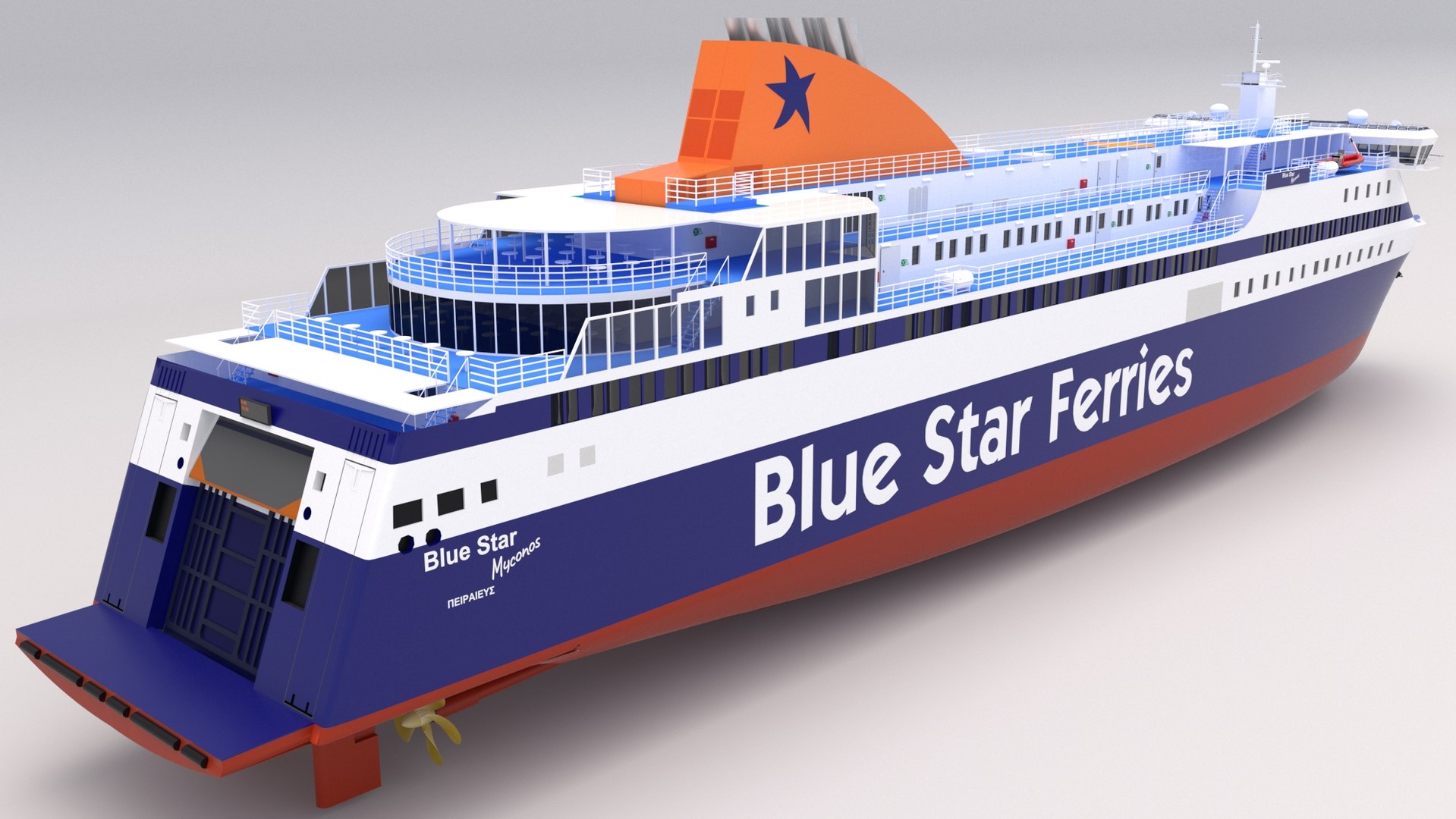 3D blue star ferries model - TurboSquid 1548740