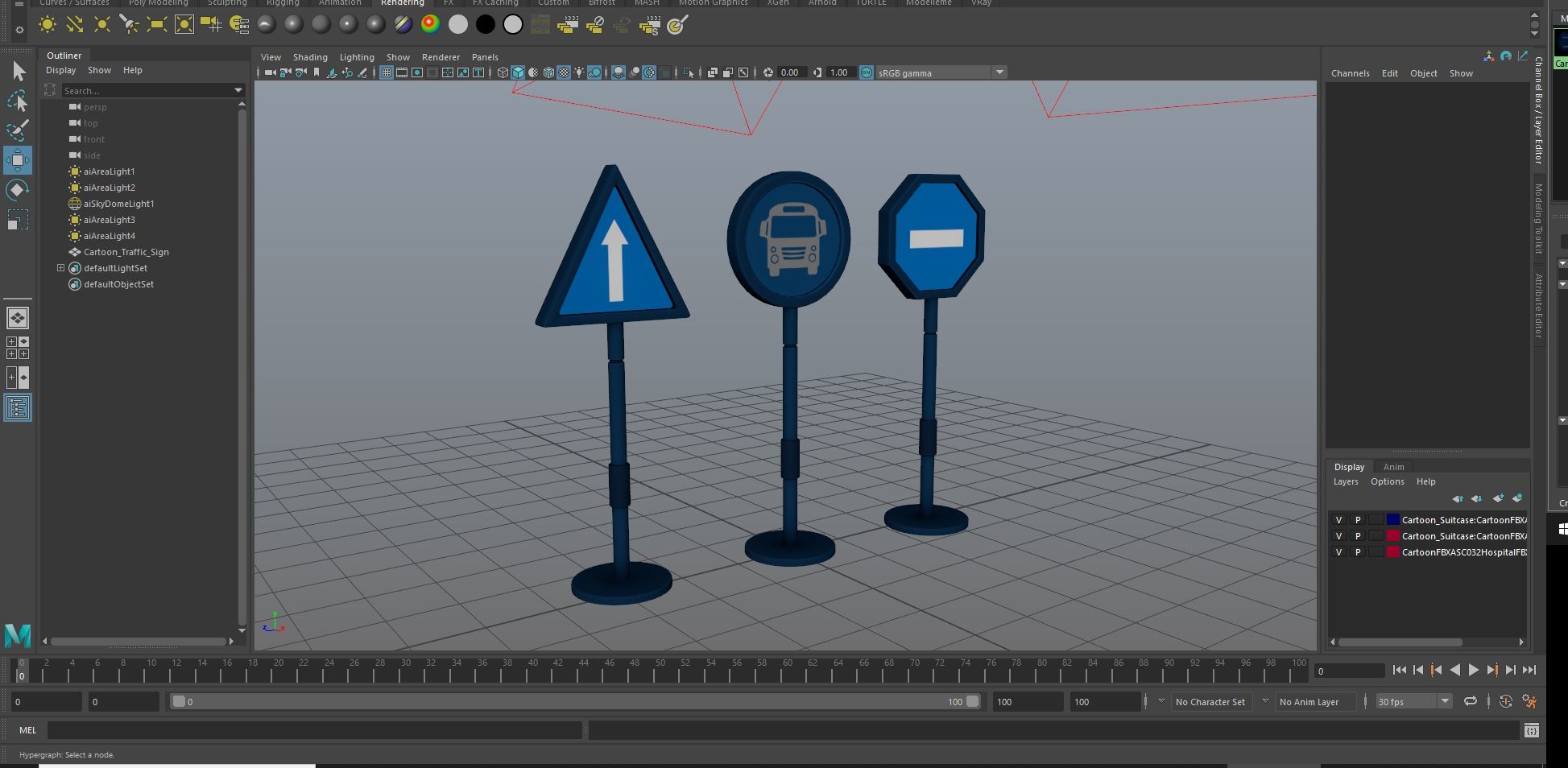 3D cartoon street traffic sign model - TurboSquid 1548768