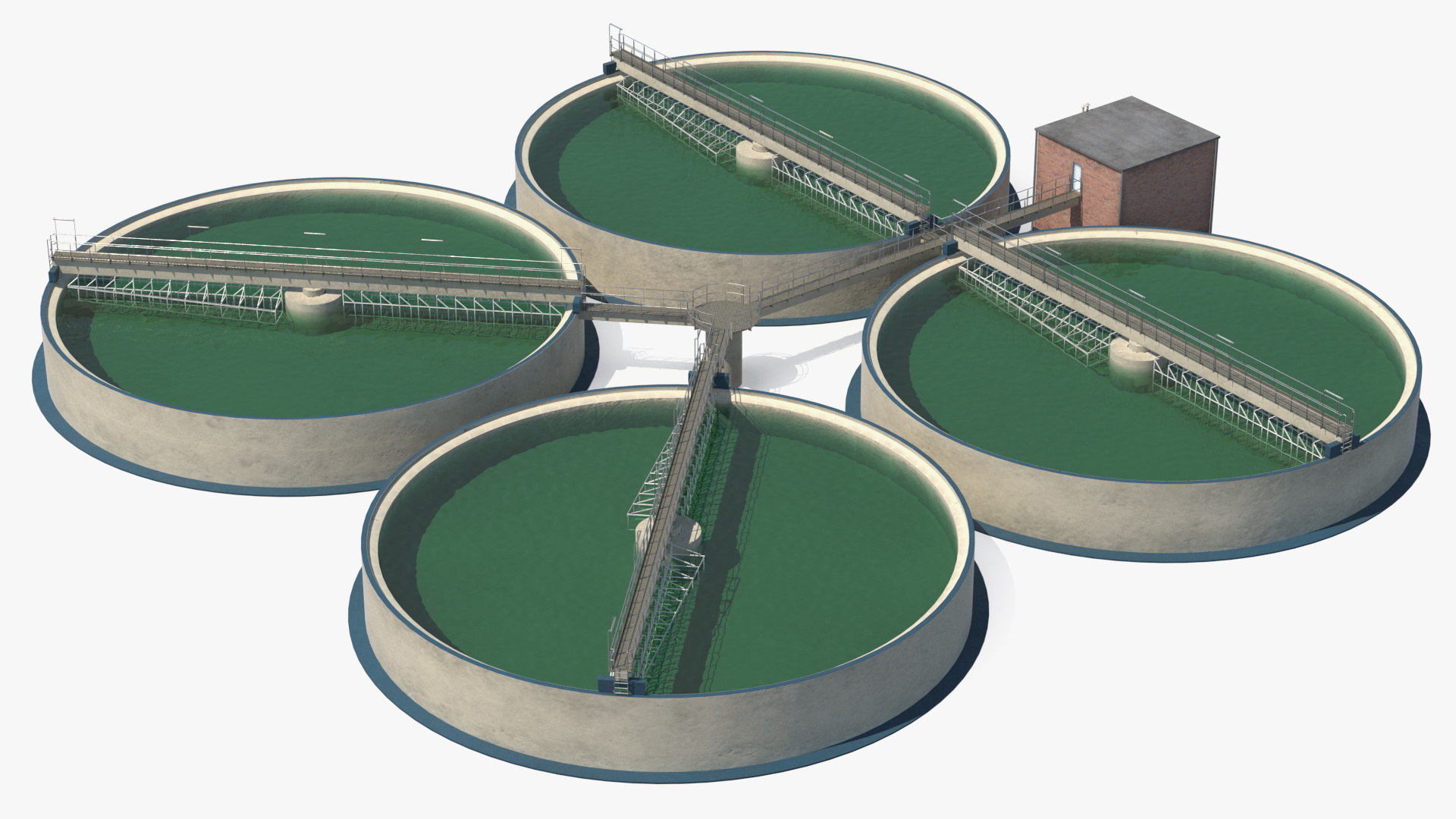 3D wastewater circular clarifiers water model - TurboSquid 1549780