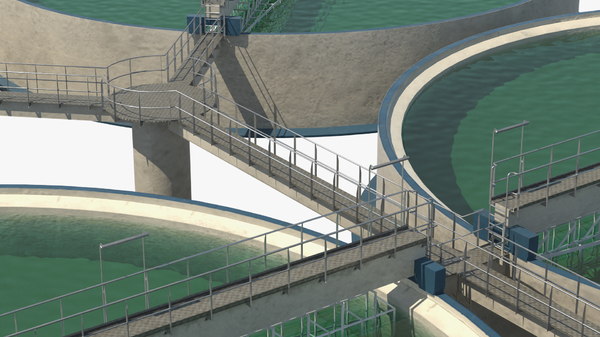 3D wastewater circular clarifiers water model - TurboSquid 1549780