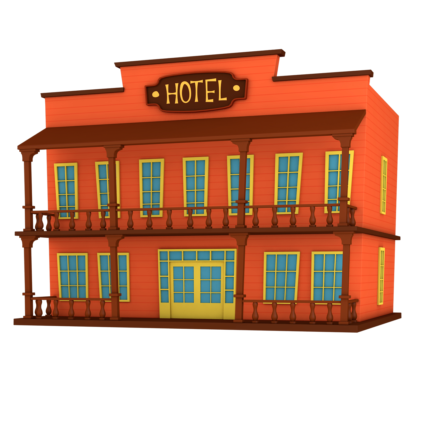 3D cartoon building hotel - TurboSquid 1550013