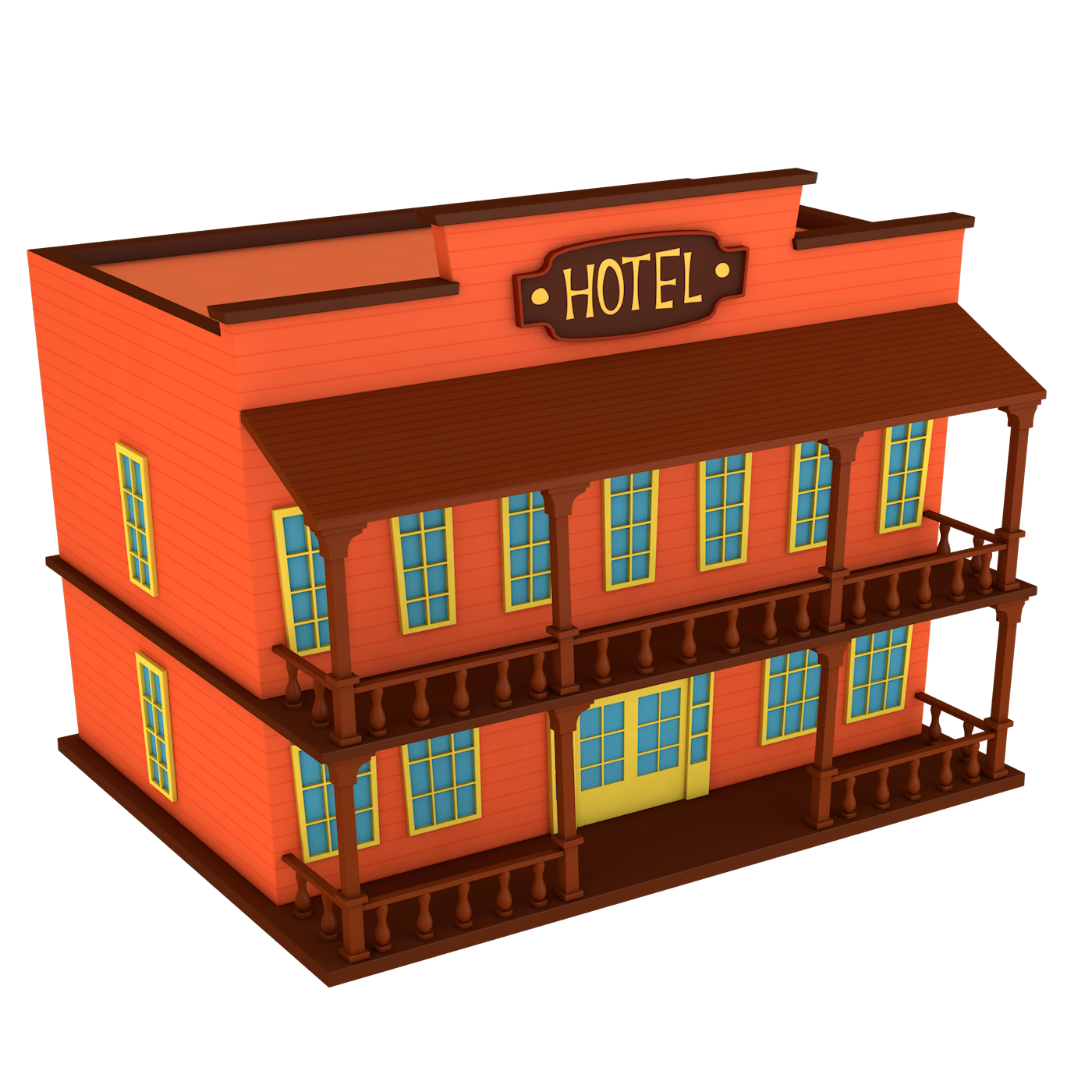 3D cartoon building hotel - TurboSquid 1550013