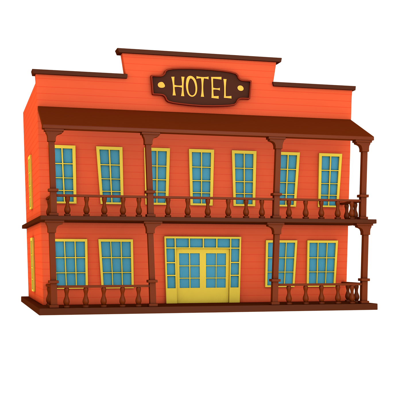 3D cartoon building hotel - TurboSquid 1550013