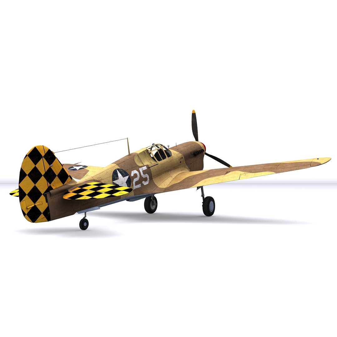 P-40F Warhawk 325FG 317FS Checkertails - Tunesien 1943 3D-Modell ...