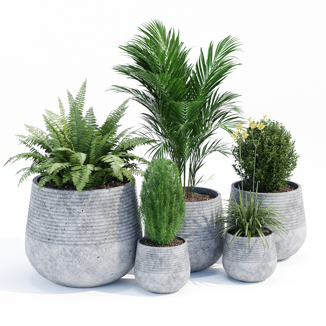 3D fiber clay planter set - TurboSquid 1550318