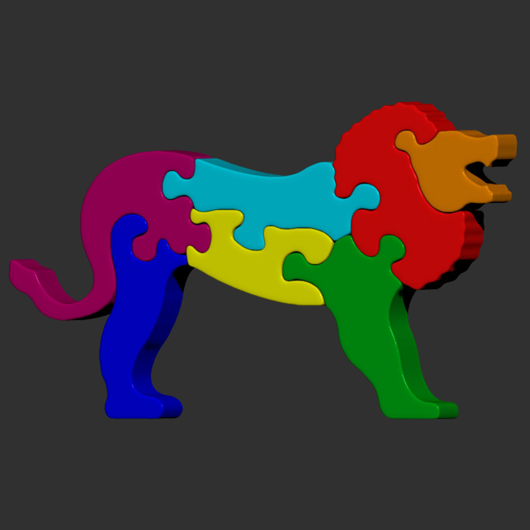 Lion jigsaw puzzle 3D model - TurboSquid 1552336