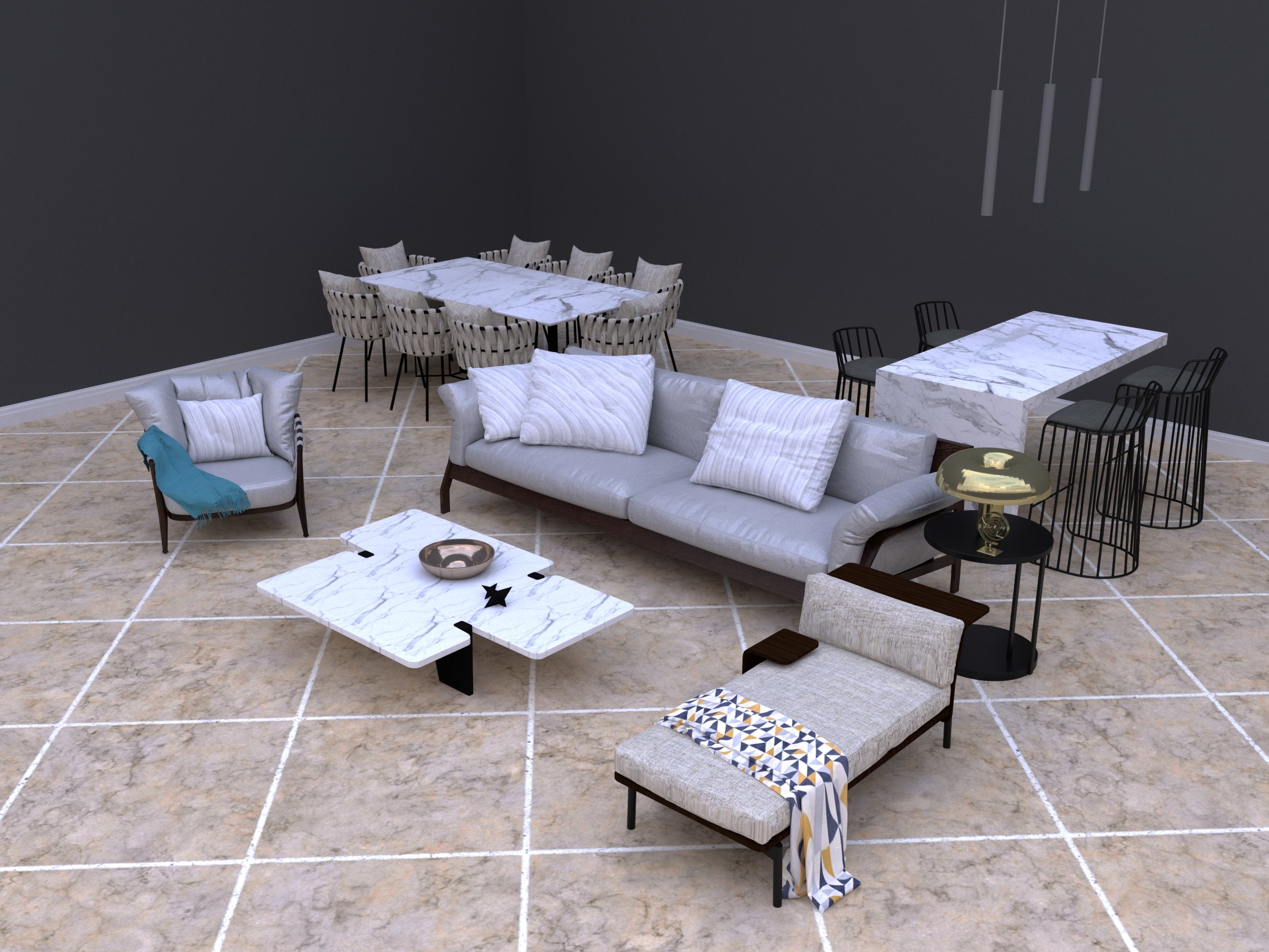 modelo 3d Salón de Revit con comedor 2 - TurboSquid 1552980