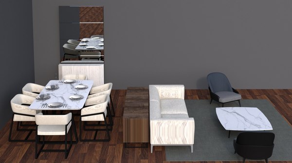 modelo 3d Salón de Revit con comedor - TurboSquid 1552976
