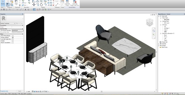 modelo 3d Salón de Revit con comedor - TurboSquid 1552976